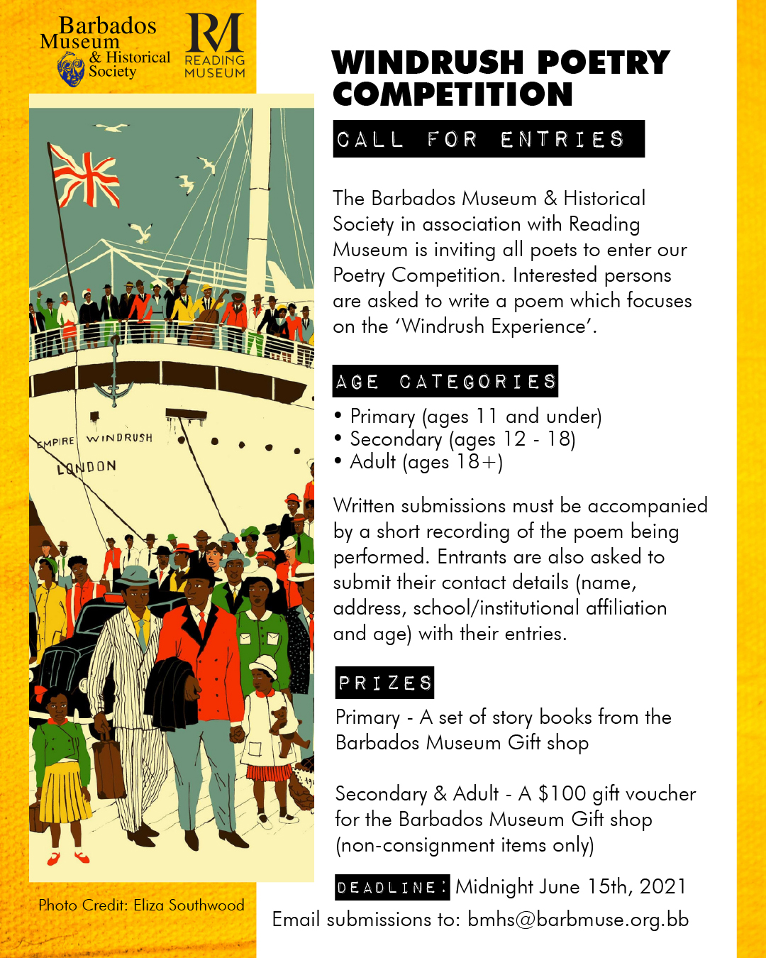Windrush Poetry Competition – National Cultural Foundation, Barbados