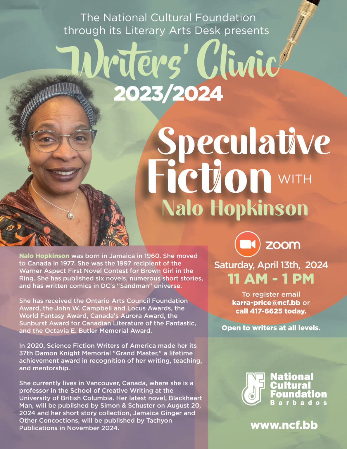Writers’ Clinic 2023/2024: Speculative Fiction with Nalo Hopkinson ...