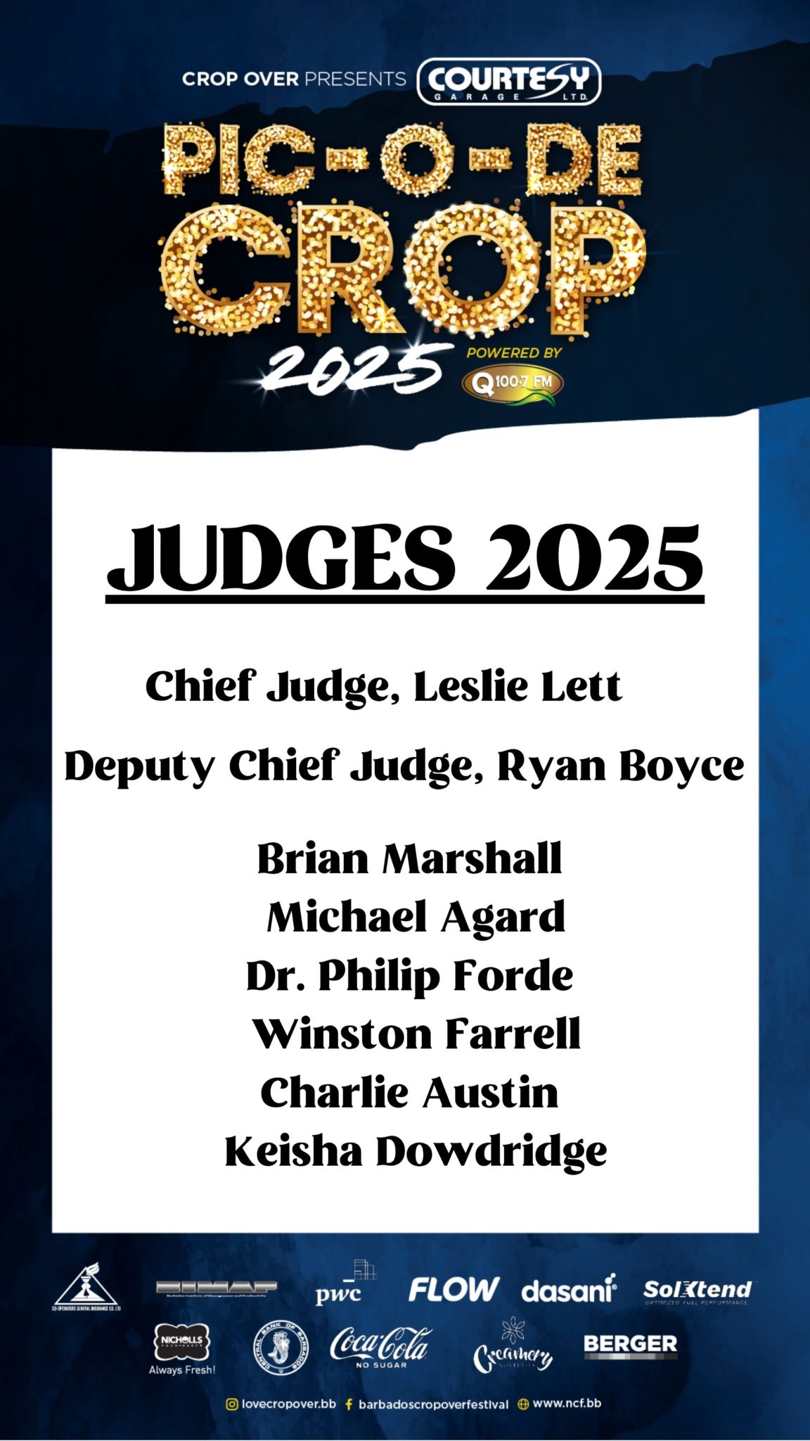 Line Up of Judges for the Pic-O-De Crop Finals – National Cultural ...